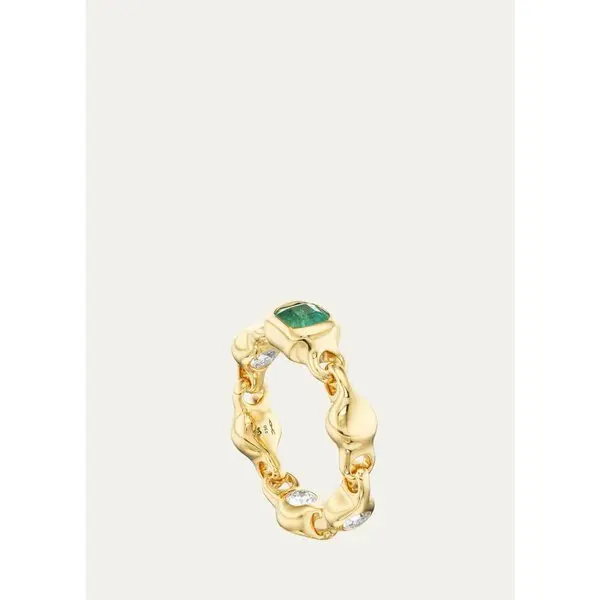 UNIFORM OBJECT 18k Supernova Ring With Diamonds And Gemstone - Emerald