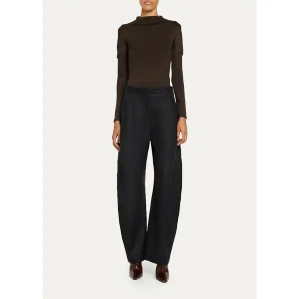 Alaïa Round Wool Barrel-leg Pants