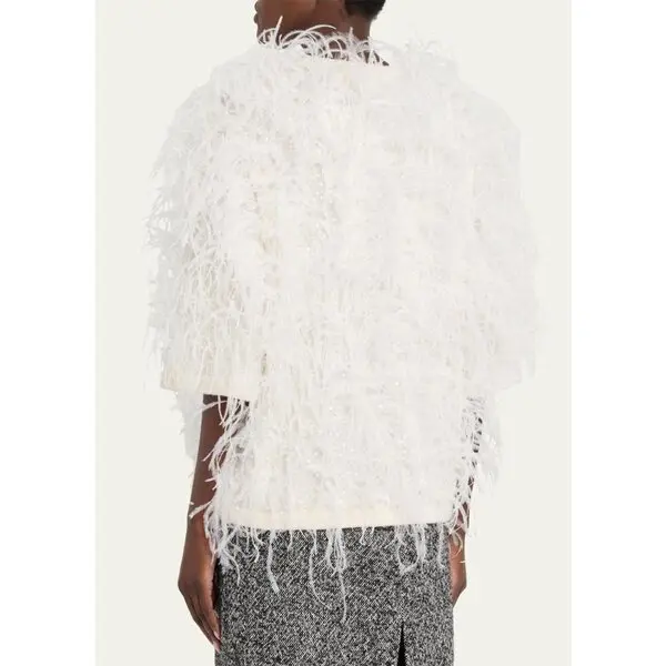 Michael Kors Sequin & Feather Cashmere Sweater