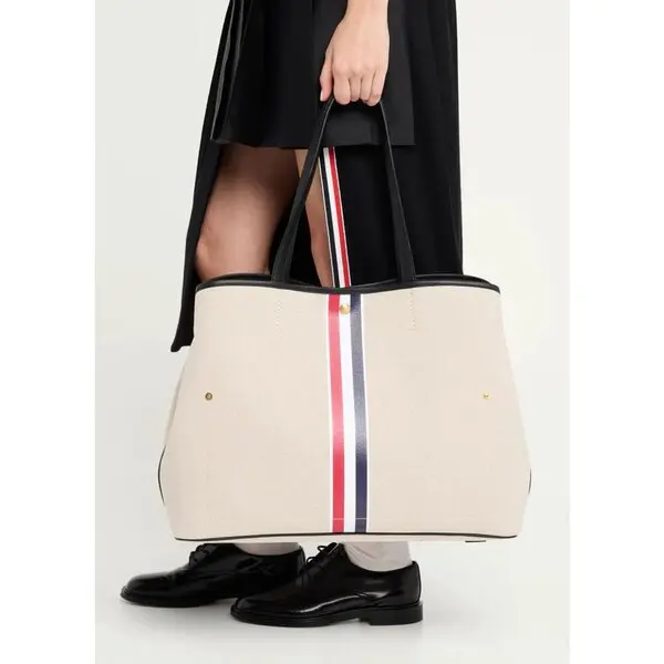 Thom Browne Tricolor-striped Canvas Tote Bag