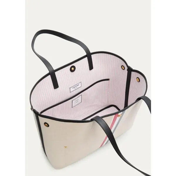 Thom Browne Tricolor-striped Canvas Tote Bag
