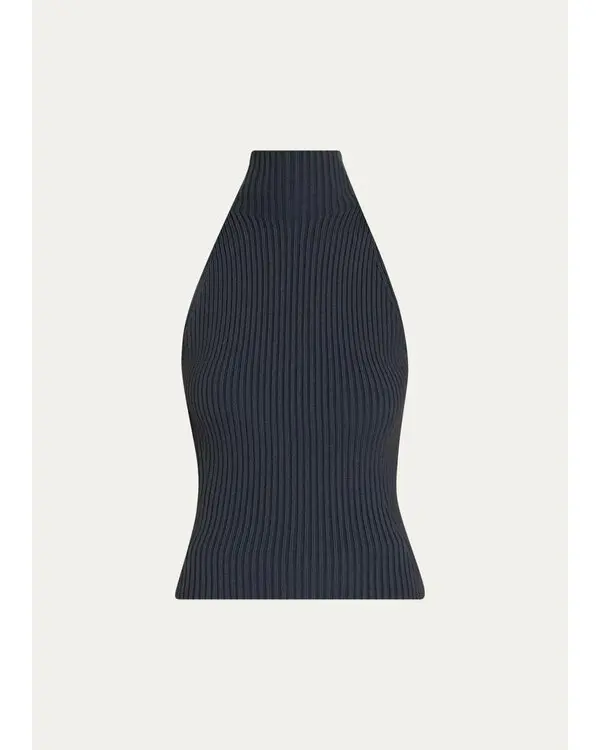Alaïa Mock-neck Wool-blend Rib Halter Top