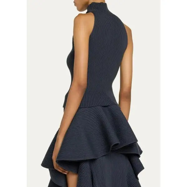 Alaïa Mock-neck Wool-blend Rib Halter Top