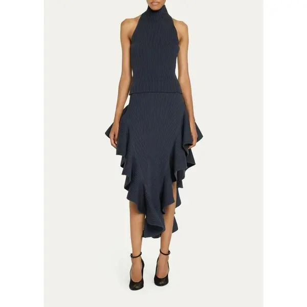 Alaïa Mock-neck Wool-blend Rib Halter Top