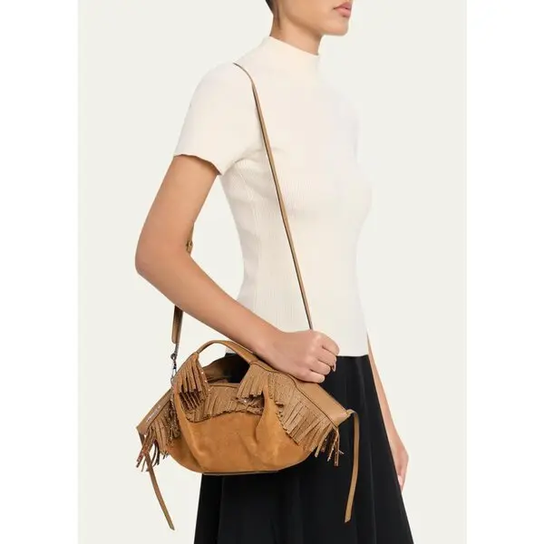 3.1 Phillip Lim Luna Mini Fringe-trim Suede Crossbody Bag