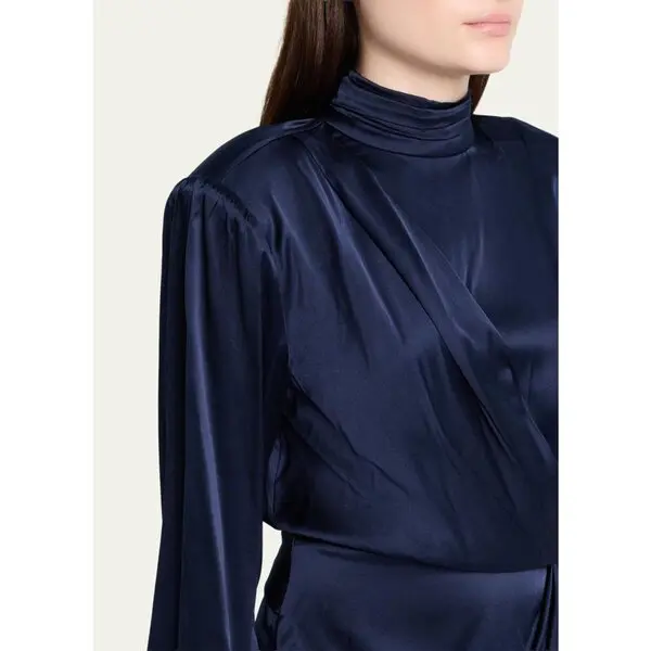 Ronny Kobo Imara Draped Open-back Charmeuse Mini Dress