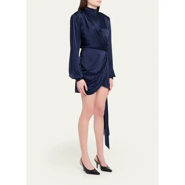 Ronny Kobo Imara Draped Open-back Charmeuse Mini Dress