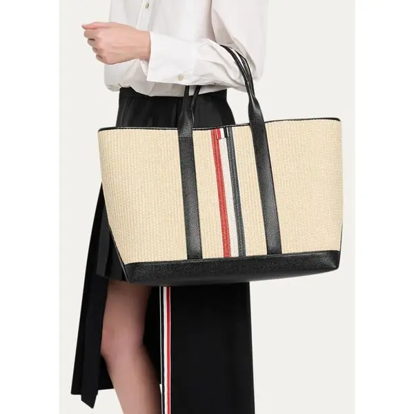 Thom Browne Medium Tool Raffia Tote Bag