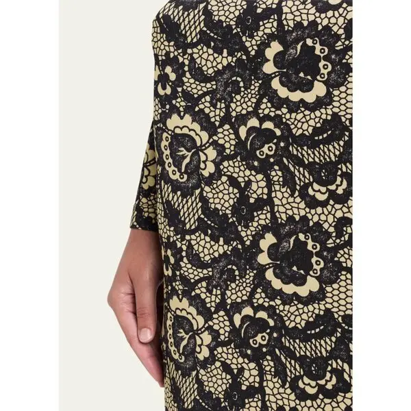 Marc Jacobs Lace-print Sculptural Long-sleeve Bow Trumpet Gown