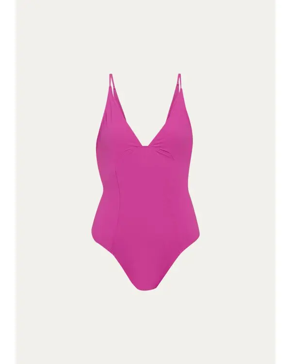 Ulla Johnson Alba Deep V One-piece Swimsuit - Plum