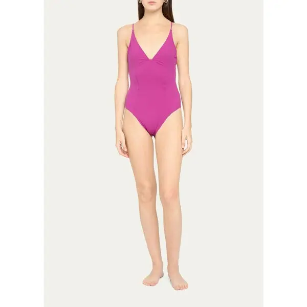 Ulla Johnson Alba Deep V One-piece Swimsuit - Plum