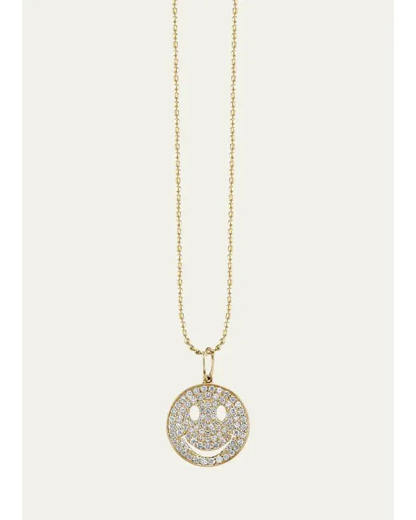 SYDNEY EVAN 14k Medium Happy Face Necklace With Diamonds - Multi