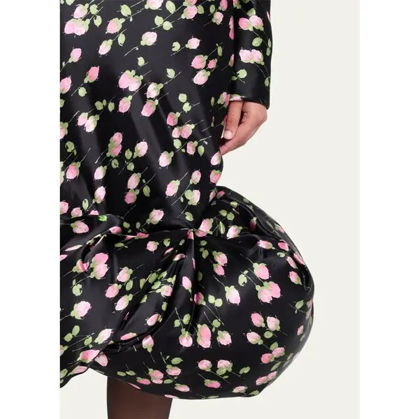Marc Jacobs Rose Print Satin Bubble Hem Skirt