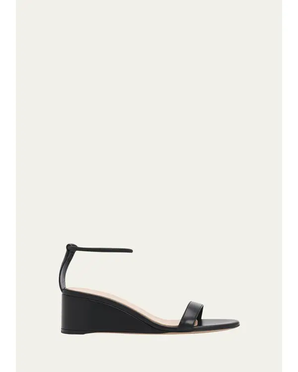 GIANVITO ROSSI 45mm Nappa Leather Wedge Sandals - Black