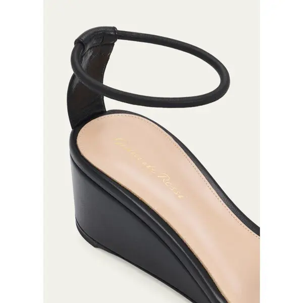 GIANVITO ROSSI 45mm Nappa Leather Wedge Sandals - Black