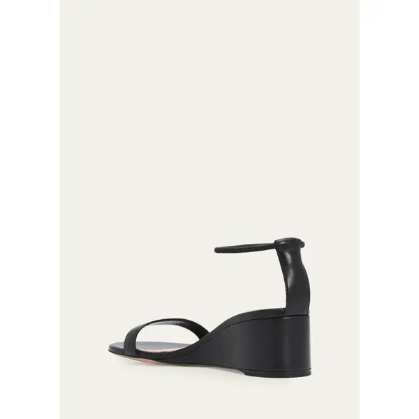 GIANVITO ROSSI 45mm Nappa Leather Wedge Sandals - Black