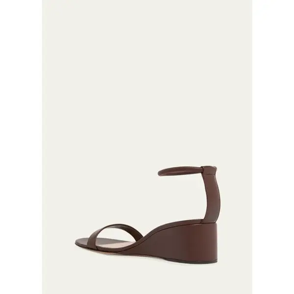 GIANVITO ROSSI 45mm Nappa Leather Wedge Sandals - Black