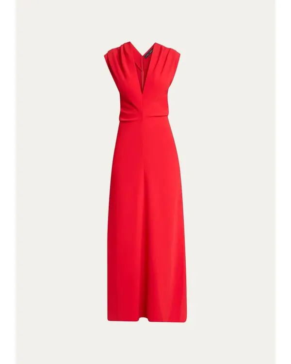 Proenza Schouler Geraldine Plunging Gathered-shoulder Sleeveless Maxi Dress - Red
