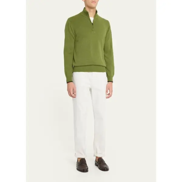 Fioroni 3-ply Cashmere Half-zip Sweater - Green