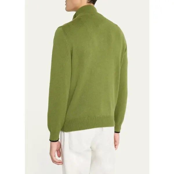 Fioroni 3-ply Cashmere Half-zip Sweater - Green