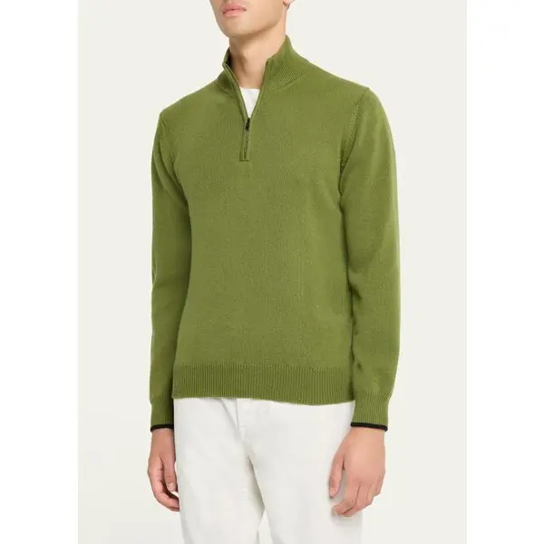 Fioroni 3-ply Cashmere Half-zip Sweater - Green