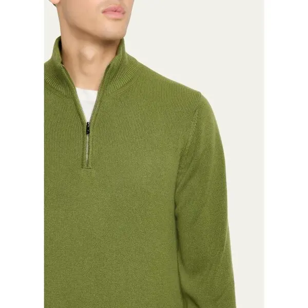 Fioroni 3-ply Cashmere Half-zip Sweater - Green