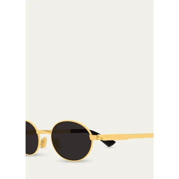 Bottega Veneta Bv1470s Golden Metal Oval Sunglasses