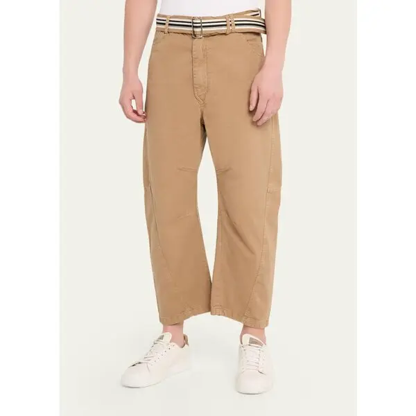MORDECAI Cotton Belted Barrel-leg Pants