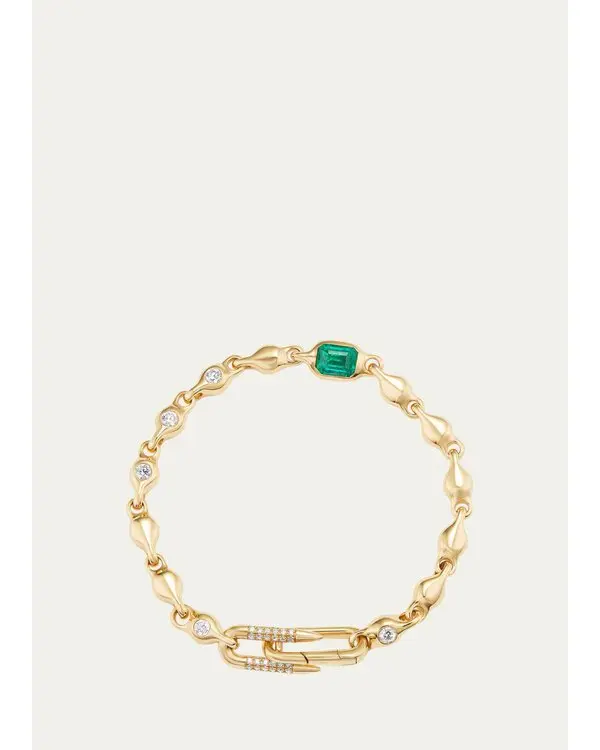 UNIFORM OBJECT 18k Supernova Bracelet With Diamonds And Emerald, 7"l