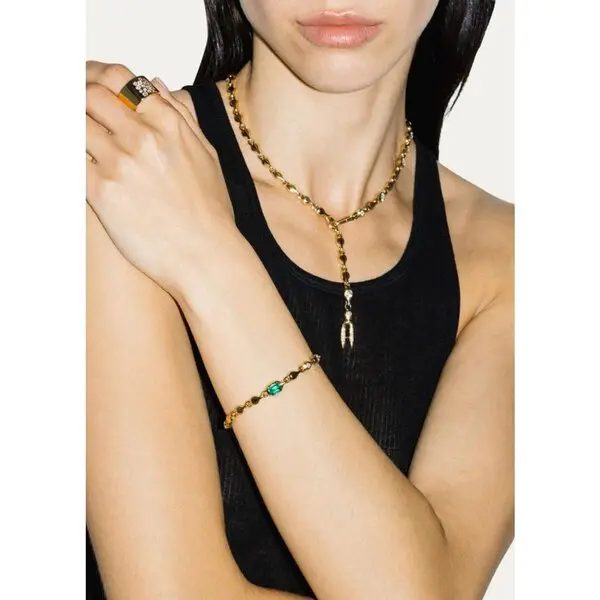 UNIFORM OBJECT 18k Supernova Bracelet With Diamonds And Emerald, 7"l