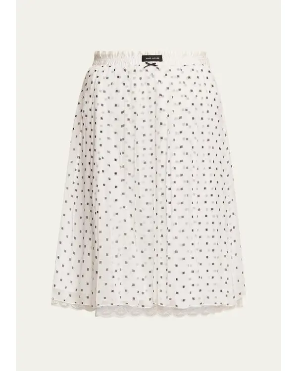 Marc Jacobs Polka-dot Layered Crinkle Chiffon Mini Skirt - White Multi