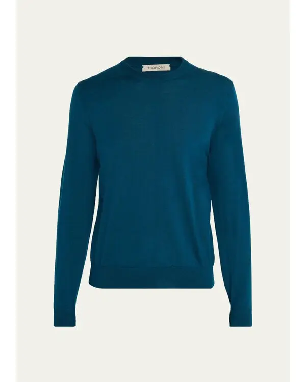 Fioroni Merino Wool Crewneck Sweater - Navy