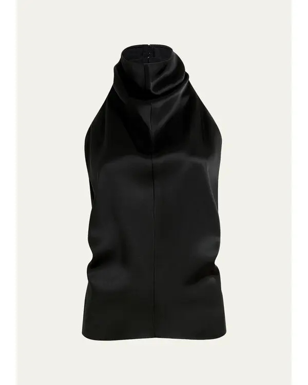 Khaite Rone Draped Satin Halter Top