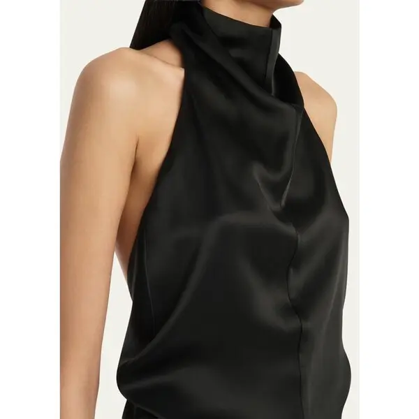 Khaite Rone Draped Satin Halter Top