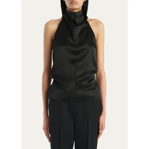 Khaite Rone Draped Satin Halter Top