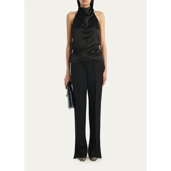 Khaite Rone Draped Satin Halter Top