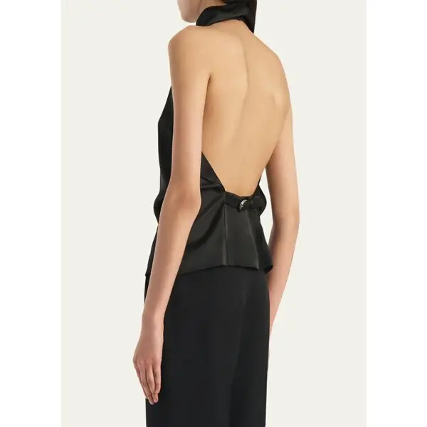Khaite Rone Draped Satin Halter Top