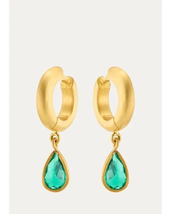 DARIUS 18k Yellow Gold Drop Hoop Earrings