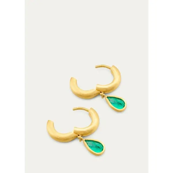 DARIUS 18k Yellow Gold Drop Hoop Earrings