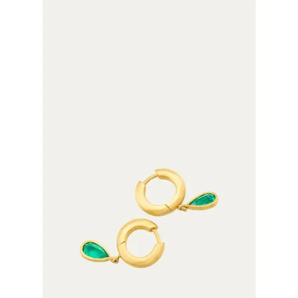 DARIUS 18k Yellow Gold Drop Hoop Earrings