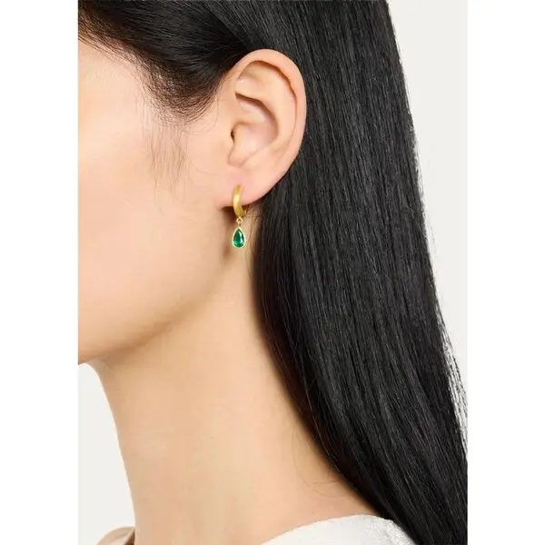 DARIUS 18k Yellow Gold Drop Hoop Earrings