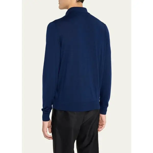 Fioroni Merino Wool Knit Long-sleeve Polo Shirt