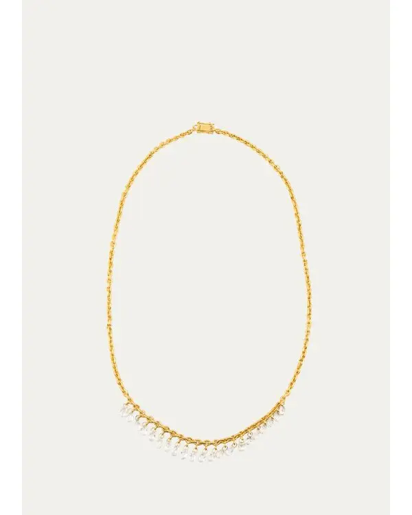 DARIUS 18k Gold Briolette Diamond Veil Chain Necklace, 18"l