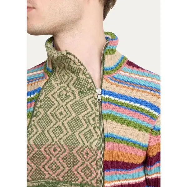 Dries Van Noten Striped Wool Rib-knit Cardigan