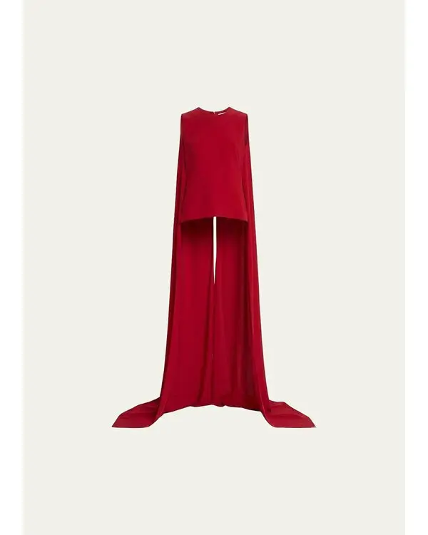 Michael Kors Opera Draped Wool Crepe Blouse