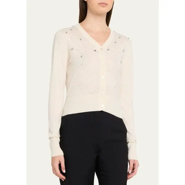Prabal Gurung Celestial Embroidered Silk-cashmere V-neck Cardigan