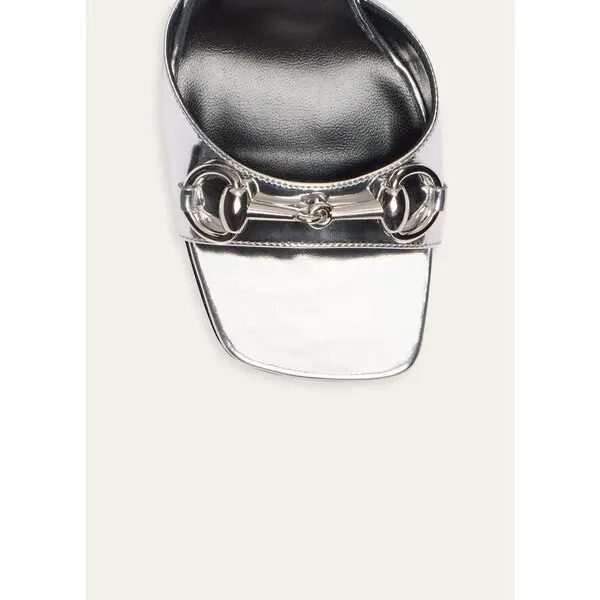 Gucci 85mm Signora Metallic Leather Ankle-strap Sandals