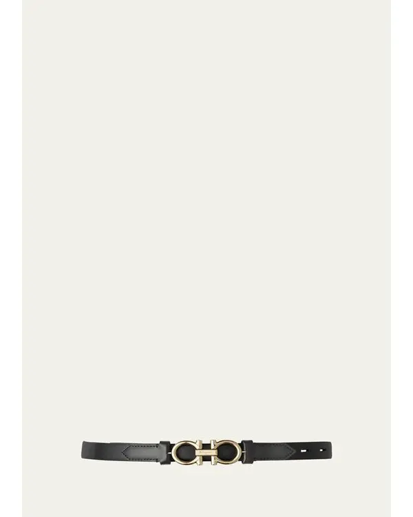 FERRAGAMO Gancini-buckle Leather Rolo Belt - Nero