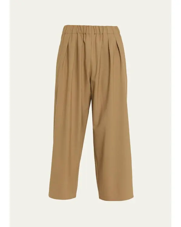 Maria Mcmanus Pleated Wide-leg Crop Pull-on Trousers