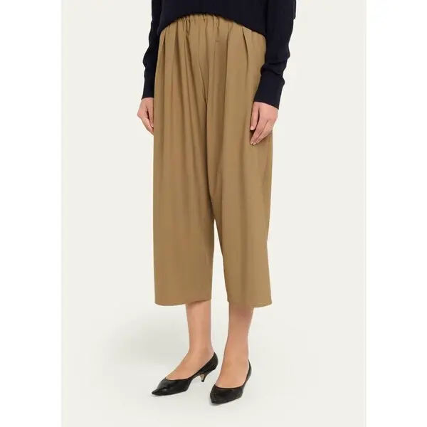 Maria Mcmanus Pleated Wide-leg Crop Pull-on Trousers